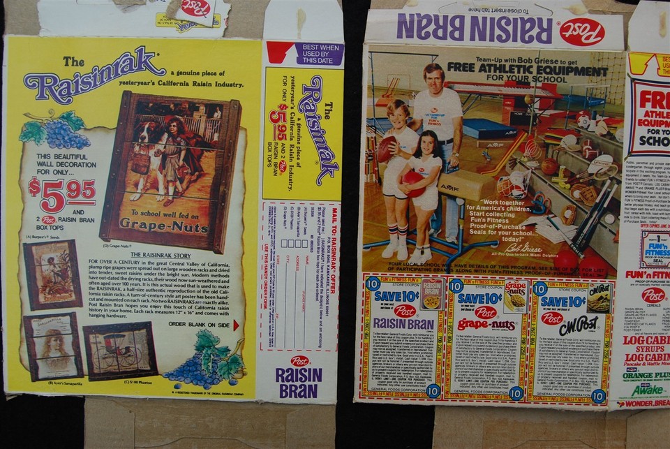 [ 1979 - 1980 Post RAISIN BRAN - 2 Vintage Cereal Boxes - Raisinrak ...