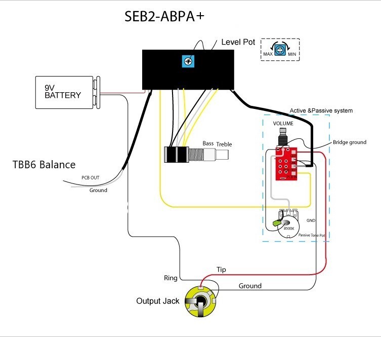 TONE MONSTER SEB2-ABPA+ Bass Guitar Preamp Active Passive Volume & Tone ...