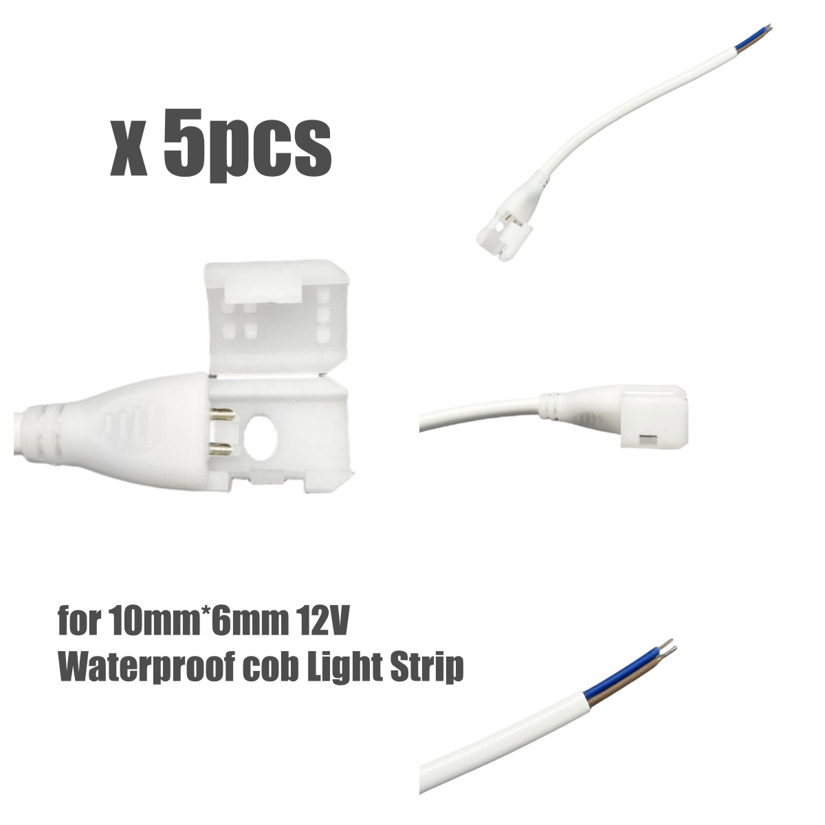 5pcs DC Low Voltage Power Cord Connector Line for Waterproof LED Cob ...