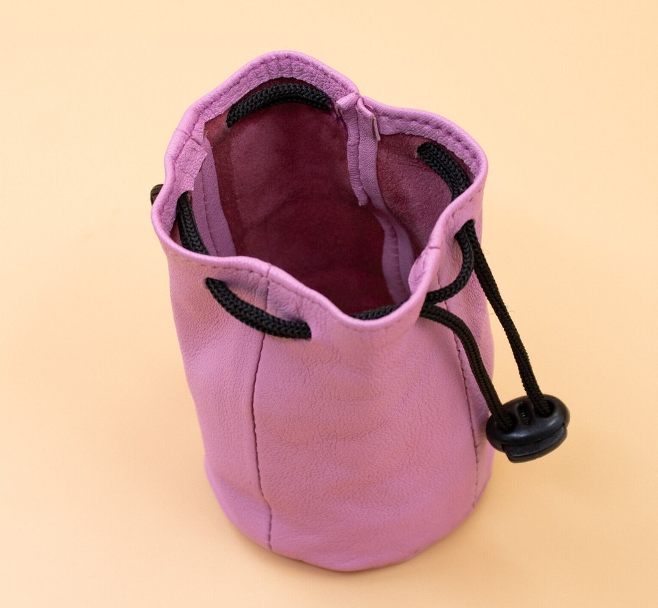 Soft Leather Round Drawstring Pouch Coin Soft Women Wrist Multiple ...