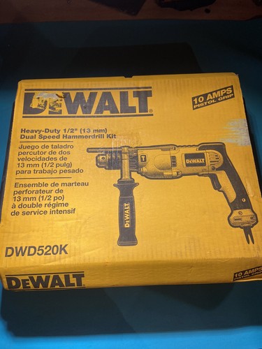 DeWalt 120V 1/2” Dual Speed Hammer Drill - DWD520K - New/Sealed ...