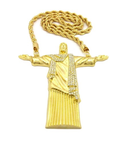 MENS JUMBO LARGE JESUS CHRIST GOD REDEEMER ROPE 30" CHAIN LIL BOOSIE ...