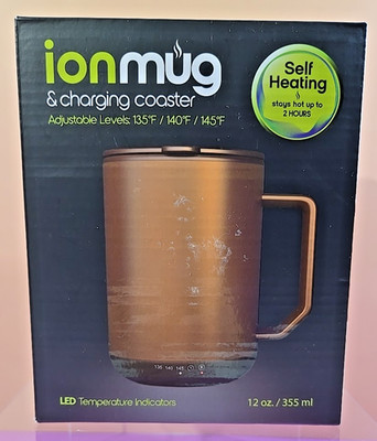 Ion Mug & Charging Coaster Self Heating Coffee 12oz Mug - Indicator ...