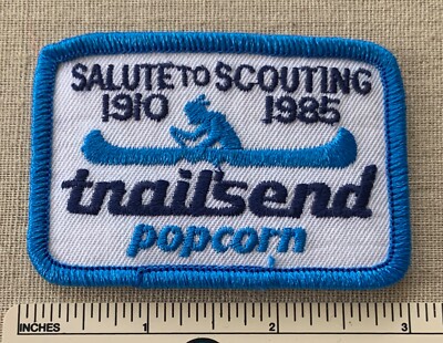 1910-1985 TRAILSEND POPCORN Salute to Scouting Boy Scout PATCH BSA 85th ...