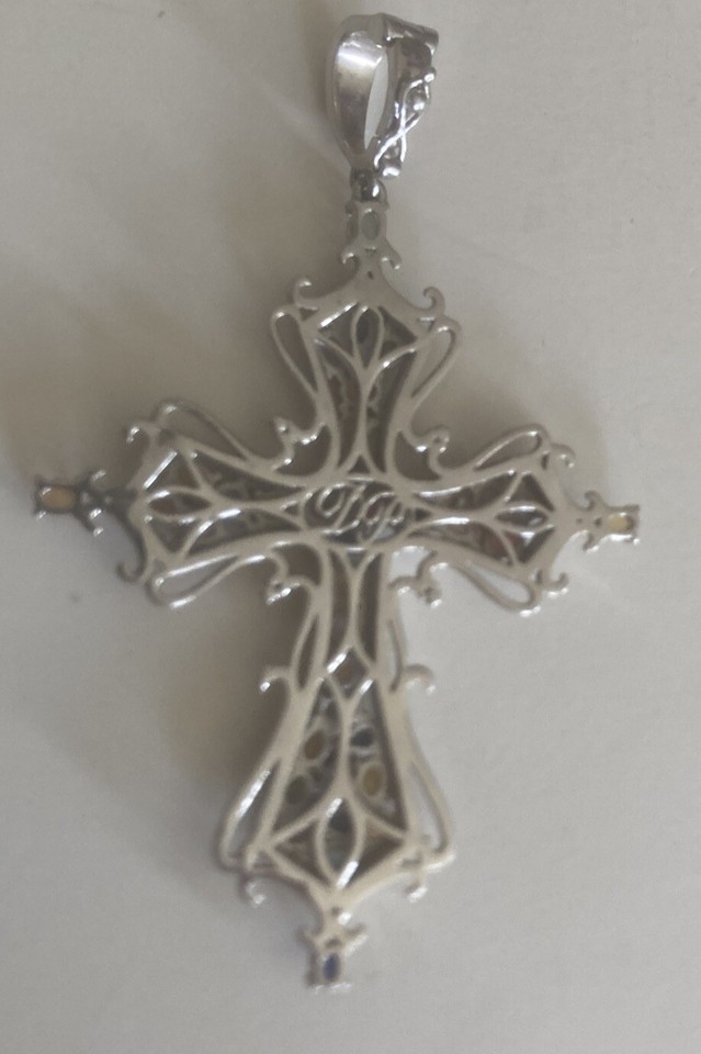 Dallas Prince Sterling Silver Gemstones large Cross Enhancer Pendant ...