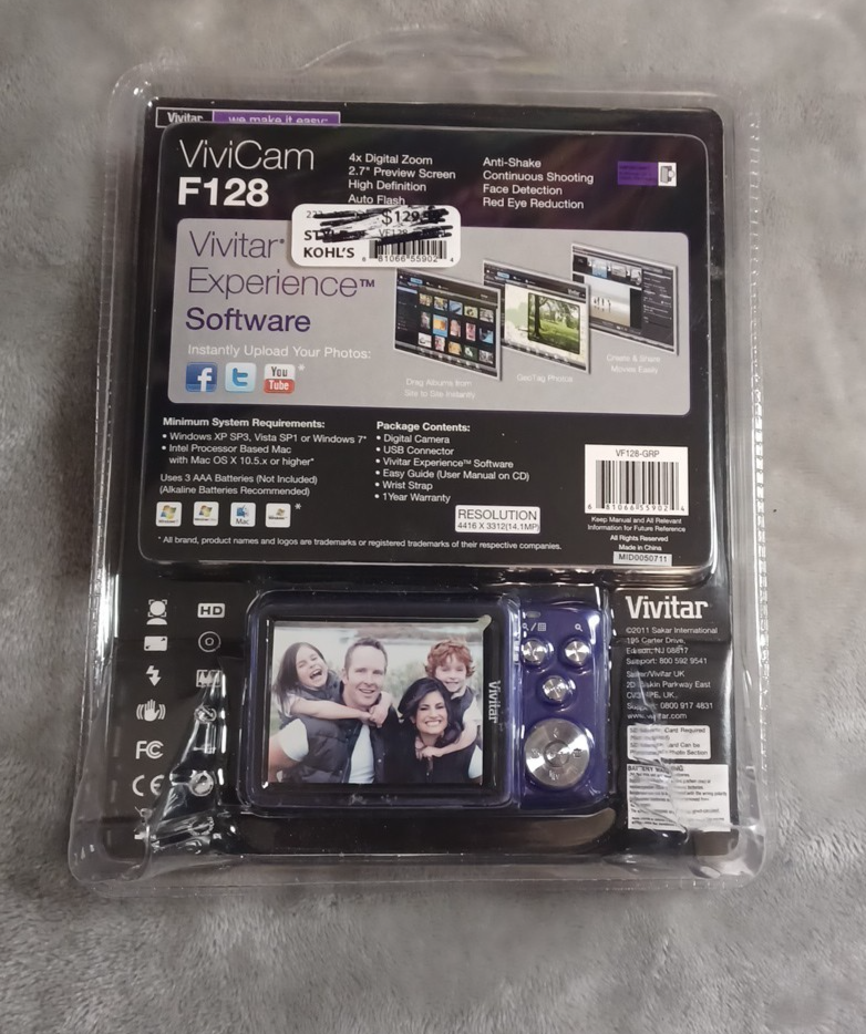 Vivitar ViviCam F128 14.1MP Digital Camera New Sealed Purple ...
