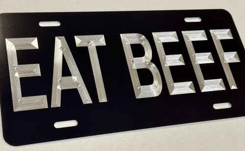 🔥REFLECTIVE🔥 Diamond Etched Engraved Eat Beef Car Tag Front License ...