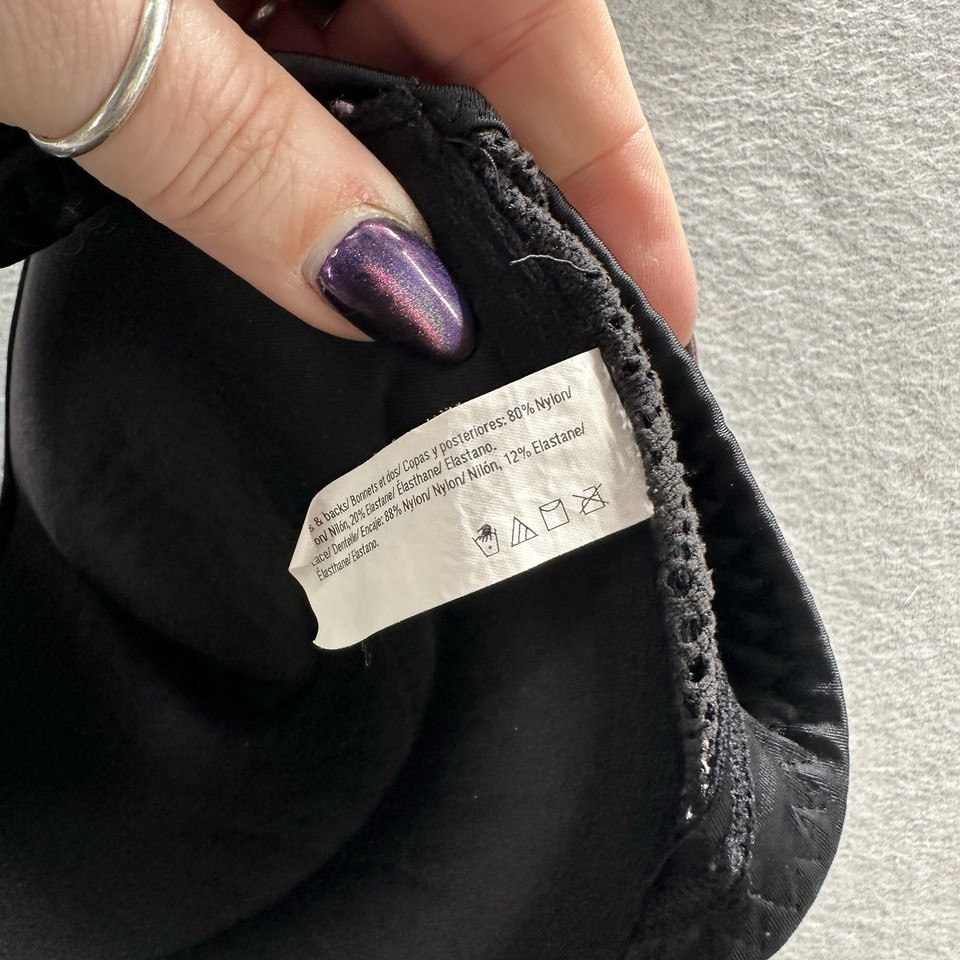 Maidenform Bra 36D Underwire Adjustable Lacy Black Lace RacerBack Front ...