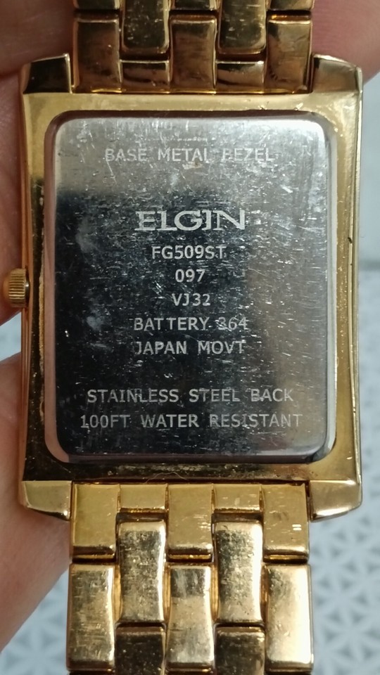 ELGIN DIAMOND Men's Watch Gold Tone Quartz FG509ST Extra Links ...