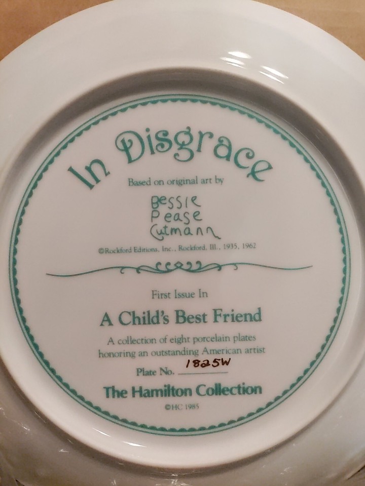 IN DISGRACE collector plate BESSIE PEASE GUTMANN Child's Best Friend ...