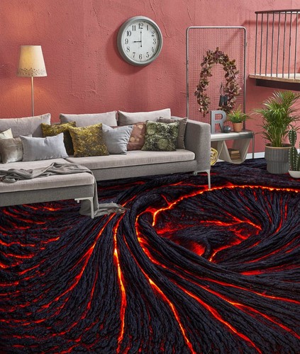 3D Volcanic Lava O1586 Floor WallPaper Murals Wall Print Decal 5D Eve ...