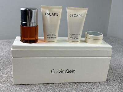 Calvin Klein Escape Cologne Men Gift Set 1.7 Oz Spray Lotion Gel Bath ...