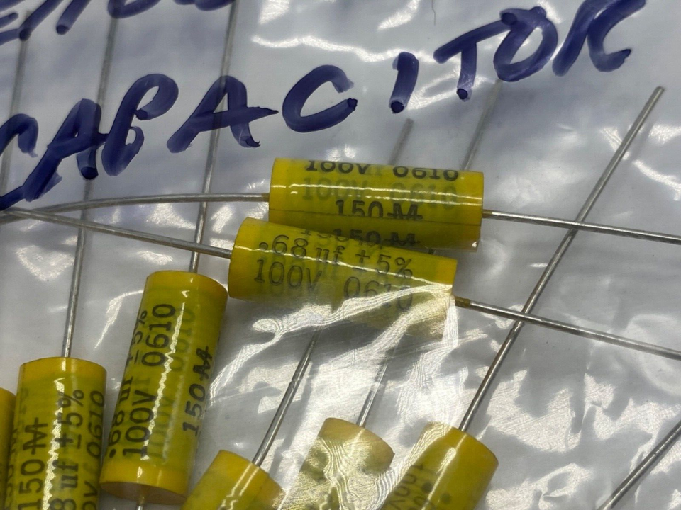 Qty 12 bulk lot, Mallory 150M .68uf/100V metalized polypropylene film ...