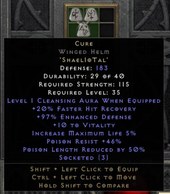 Diablo 2 Resurrected D2R NON-LADDER Cure Rune Word Winged Helm | eBay