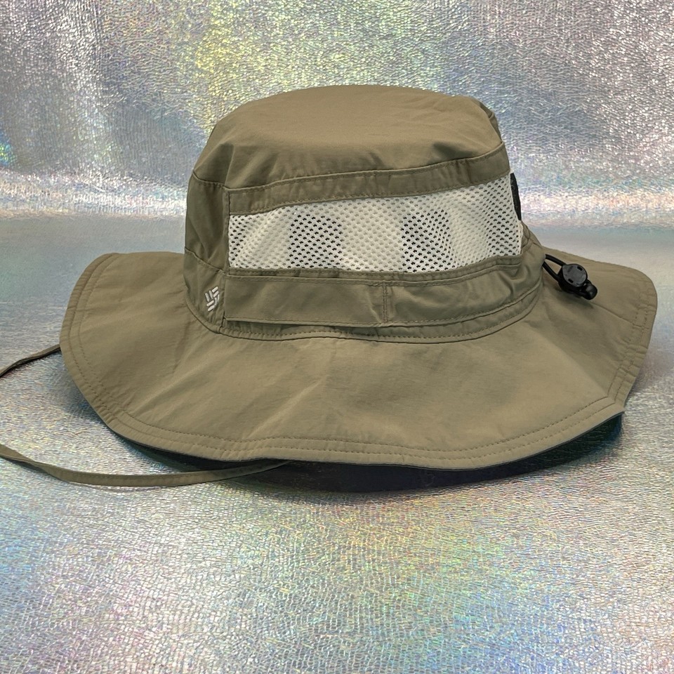 Columbia Hat Hiking Nylon Coolmax Hot Weather Tan/Green Sun Shade Vents ...