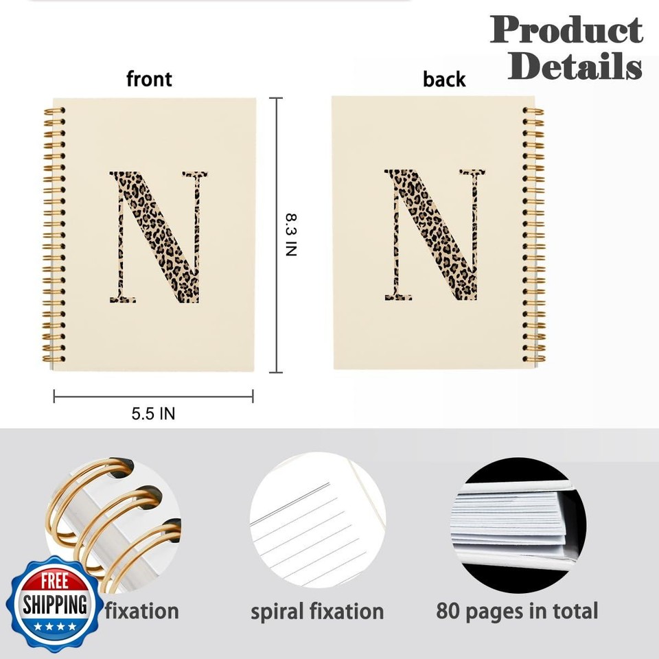 Bnwepo Leopard Notebook N,Cheetah Initial notebook, Note Books fo | eBay