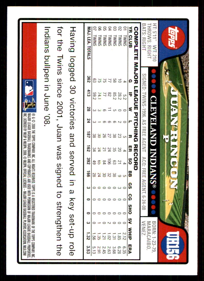 2008 Topps Updates & Highlights - Juan Rincon #UH156 for sale online | eBay
