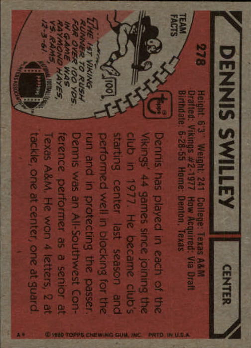 1980 Topps #278 Dennis Swilley - EX-MT | eBay