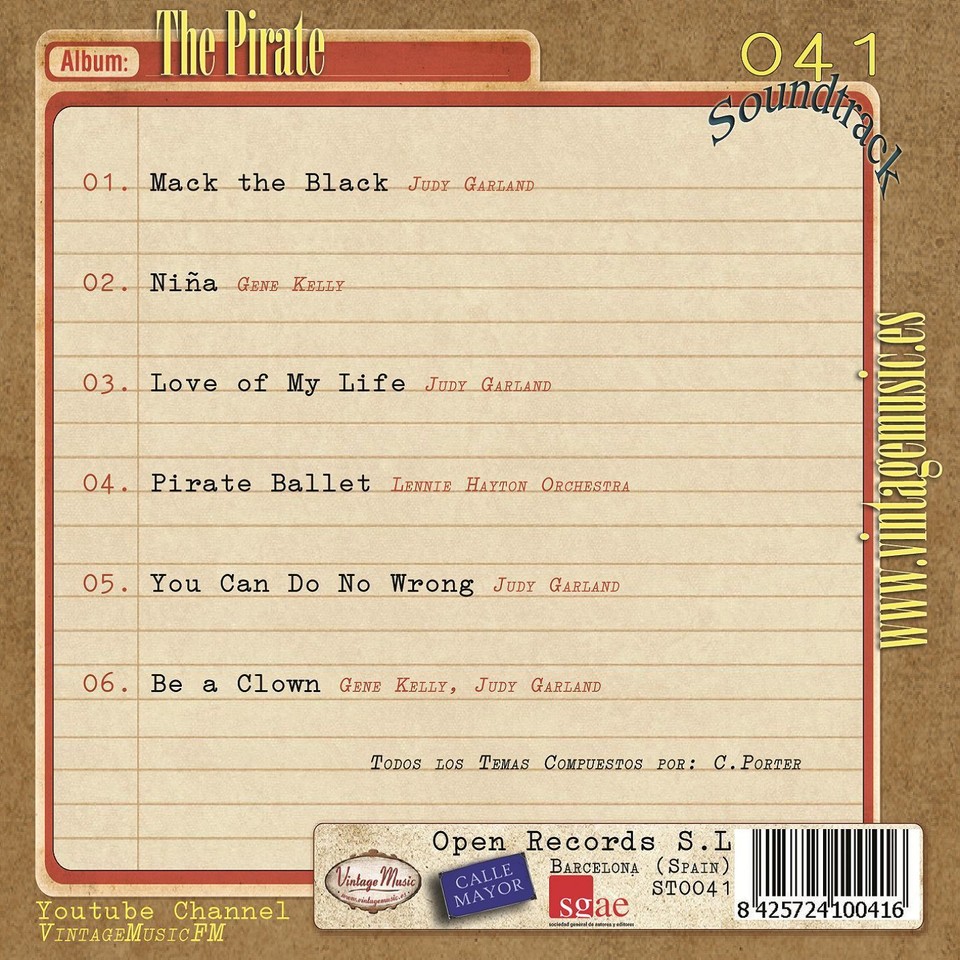 THE PIRATE Soundtrack CD #41/100 O.S.T Original 1948 Judy Garland Gene ...