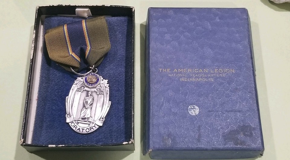 Vintage Sterling Silver American Legion Veteran Oratory Medal Award ...