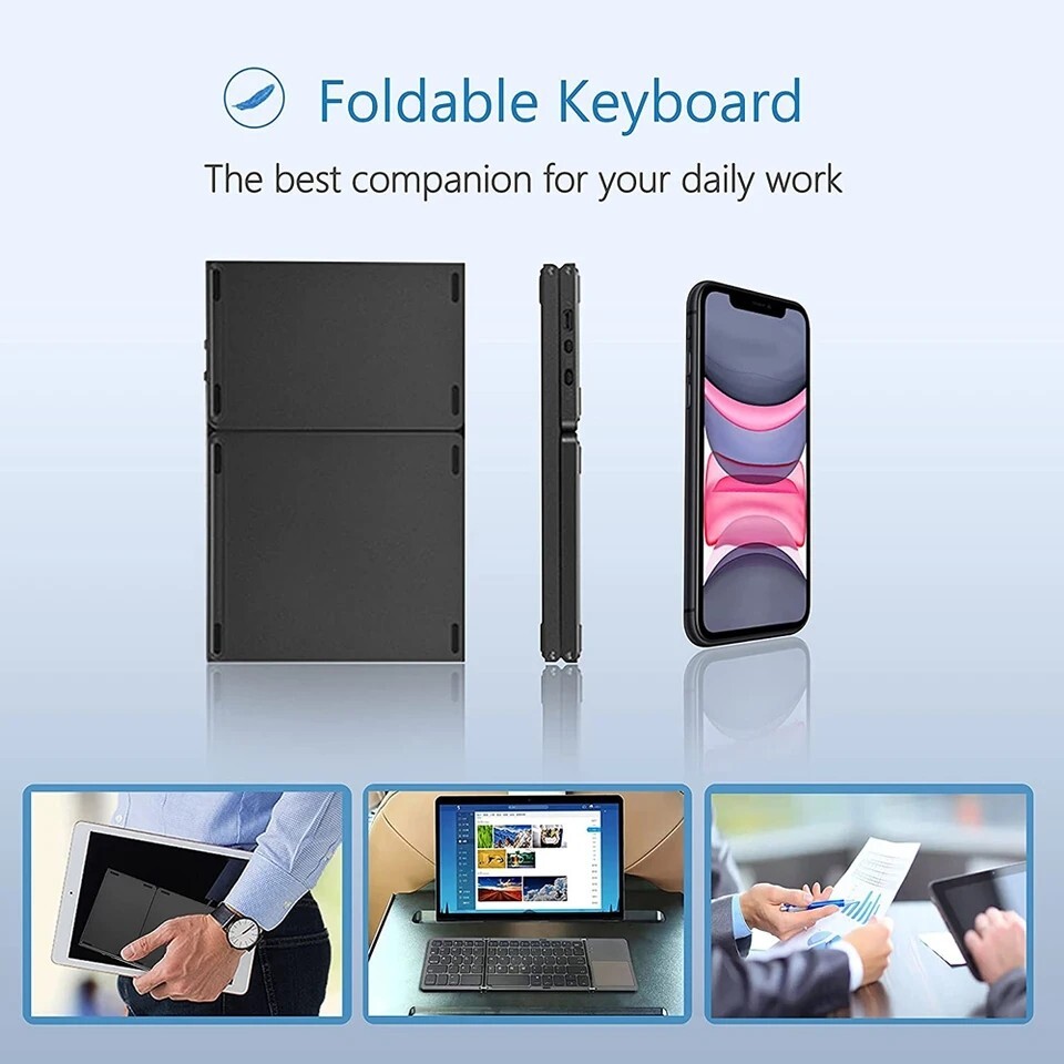Wireless Bluetooth Keyboard Touchpad Universal Foldable Tri-fold For ...