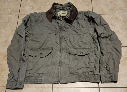 Vintage L.L. Bean Leather Collar Double Front Pocket Jacket Medium | eBay