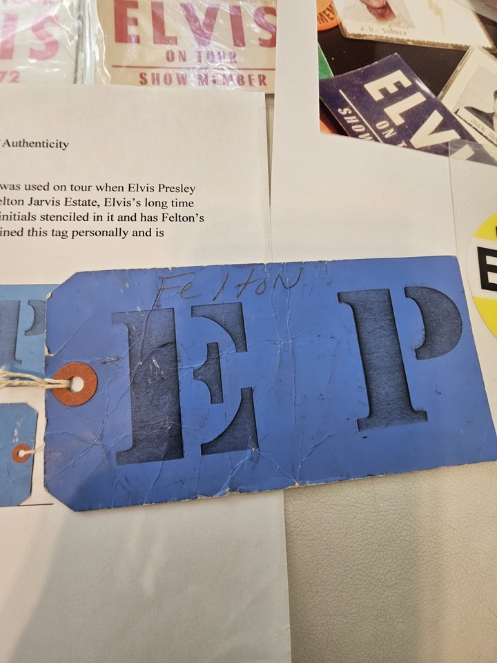 1972 Elvis Presley Backstage Pass Collection + EP Tour Tag from Felton ...