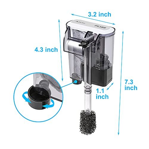 DaToo Aquarium Hang On Filter Small Fish Tank DTXP-03B (3 to 10 gallons ...