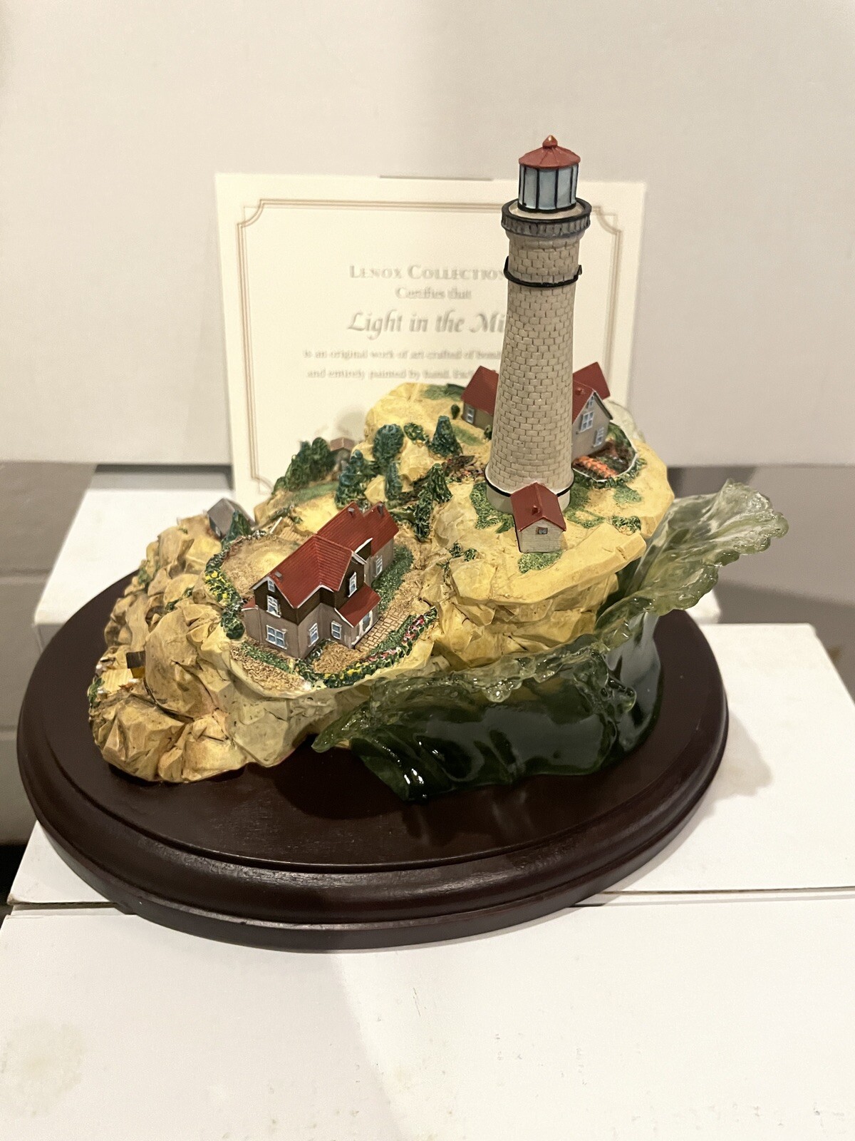 Lenox Light in the Mist of Lighthouse Collection 5 1/2"x 7"x 7" Wooden ...