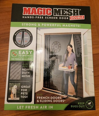 Magic Mesh Double Hands Free Screen Door Fits French Doors & Sliding ...
