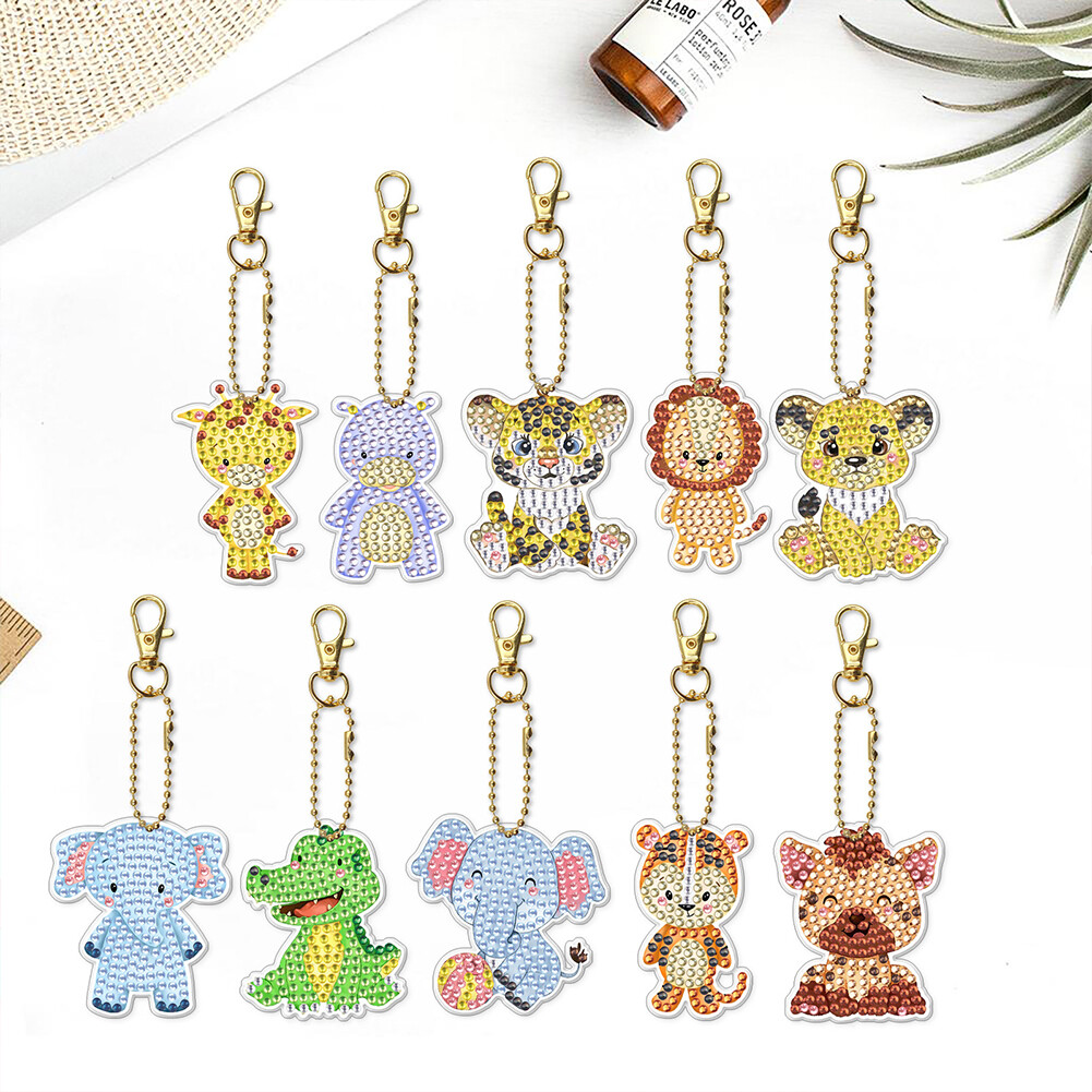 10pcs Diamond Art Key Rings Double Sided 5D DIY Bag Pandant Gifts ...