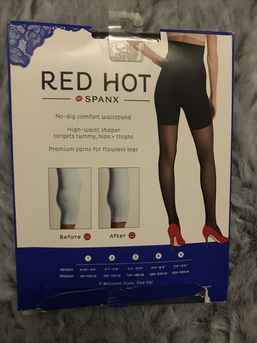 RED HOT by SPANX 20028R Very Black High Waist Shaping Sheers Pantyhose ...
