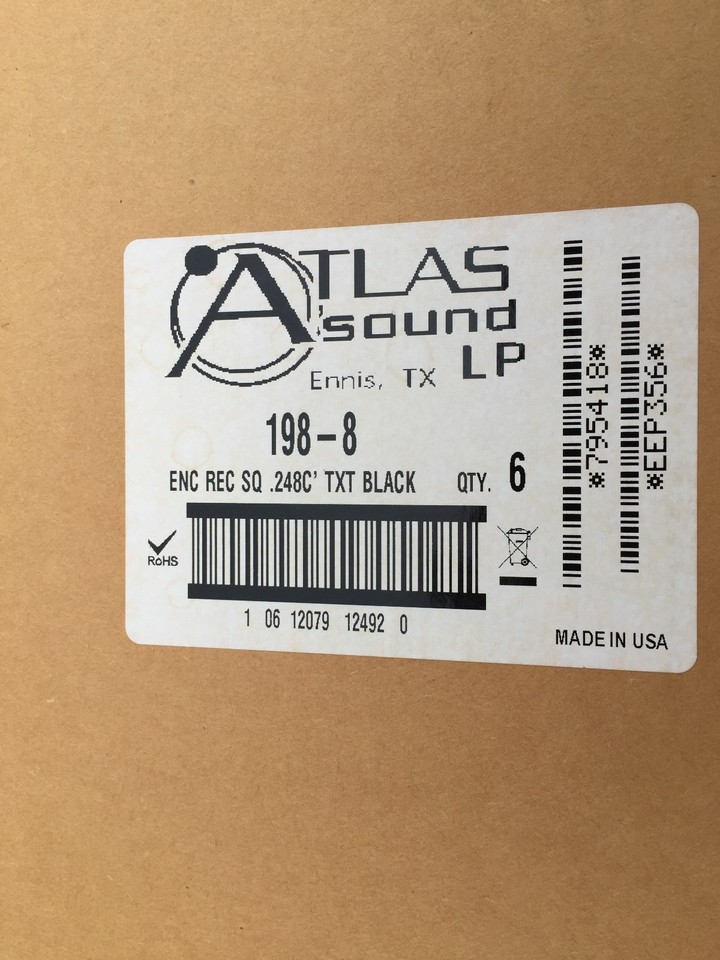 6 pcs. - ATLAS SOUND SPEAKER ENCLOSURES - # 198-8 SIZE 8" X 8" X 4" NEW ...