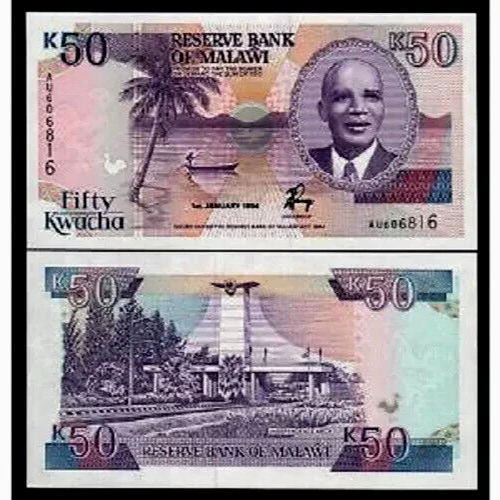 Malawi 50 KWACHA P-28 1994 x 1 Dr. Banda Fish UNC Malawian World ...
