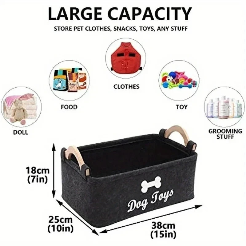Dog Toy Box Storage Basket Foldable Organizer Storage Box w/ Handle ...