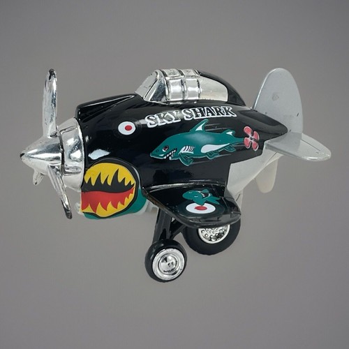 Toysmith Pull Back Sky Shark Propeller Plane Black Diecast Toy | eBay