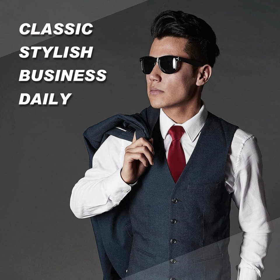 2 Pieces Men's Clip on Ties 20 Inches Solid Color Clip on Ties Pre ...