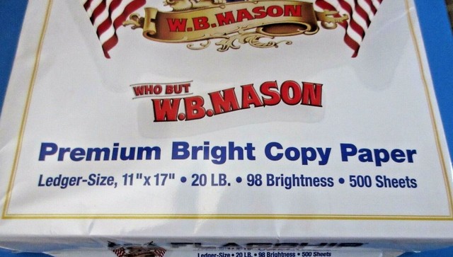 W.b. Mason Paper 98 Brightness 500 Sheets Premium White Ledger Size 11 ...