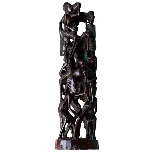 Makonde Ebony Wood Tree Of Life Human Unity Sculpture Carving Africa ...