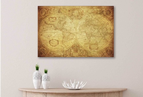 Vintage Map of the World 1630 Vector Design Plastic Poster Ready to ...