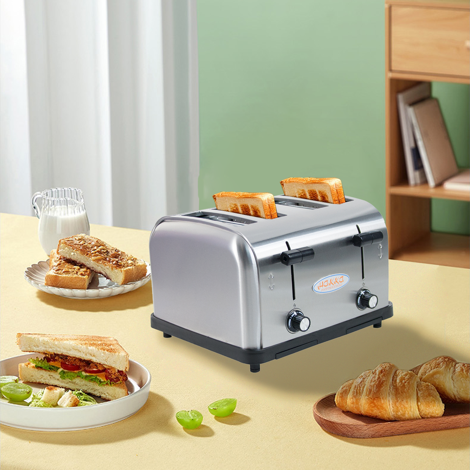 Hakka 4 Slice Toaster Oven Commercial Heavy-Duty Stainless Steel Bread ...