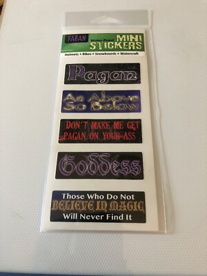 Set of 5 "PAGAN" Mini Biker Funny Stickers Helmet Skateboard Computer ...