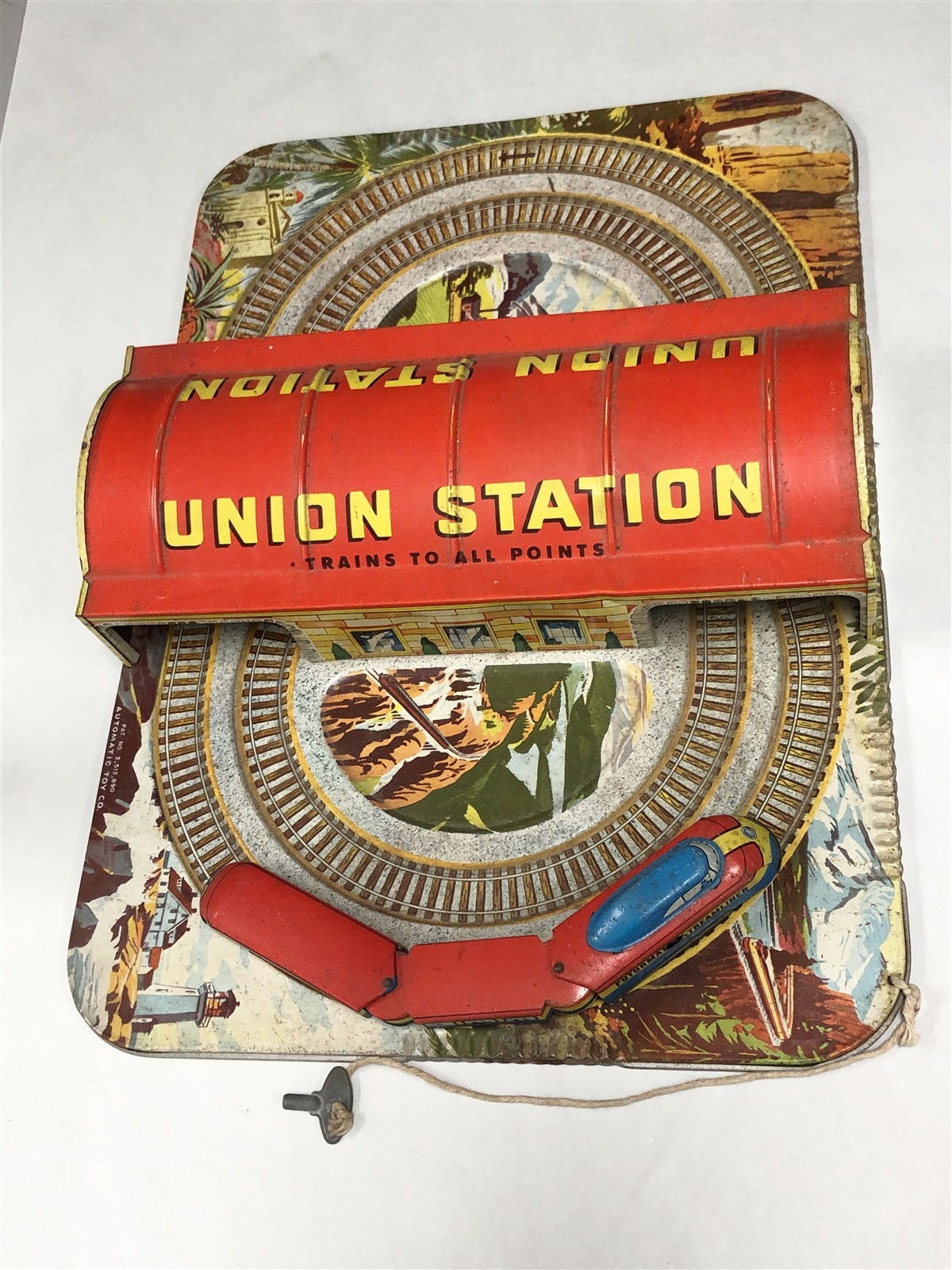 1940s UNION STATION TIN WIND UP TRAIN SET NICE WORKING | eBay