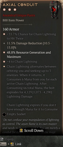 Diablo 4 S9 Season 9 Axial conduit 3GA special affix high roll | eBay