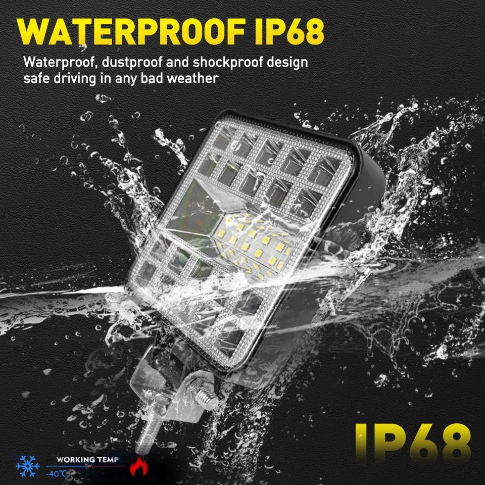 2X Flush Mount Super White LED Work Light 3inch Round Driving Spot Off ...