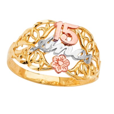 GOLD - 14K Tri Color Gold 15 Years Ring | eBay