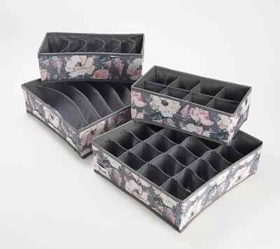 Periea ~ Set of 4 Luxury Multi-Purpose Drawer Organizers ~ GRAY FLORAL ...