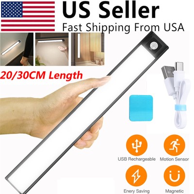 New Wireless LED Motion Sensor Light Strip Cabinet Lamp Closet USB ...
