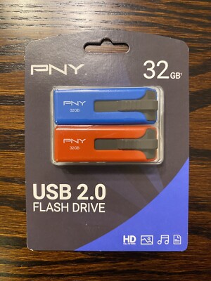 PNY 32GB USB 2.0 Flash Drives 2-Pack P-FD32GX2PNY-GE Red/Blue | eBay