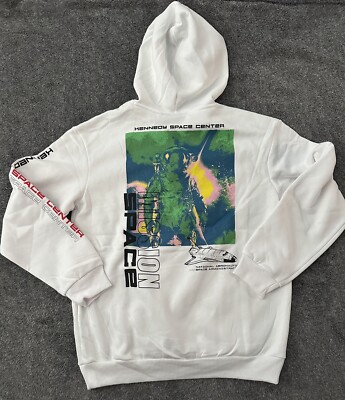 Hyper Space NASA Hoodie Mens X-Large White Kennedy Space Center Fleece ...